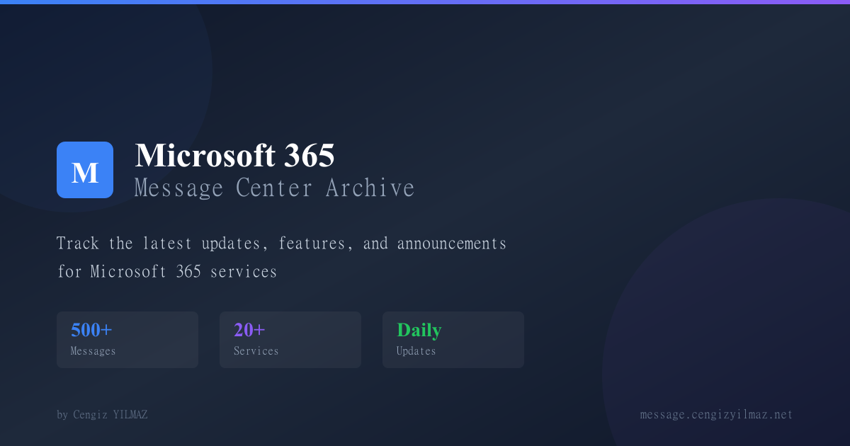 Microsoft 365 Message Center Archive